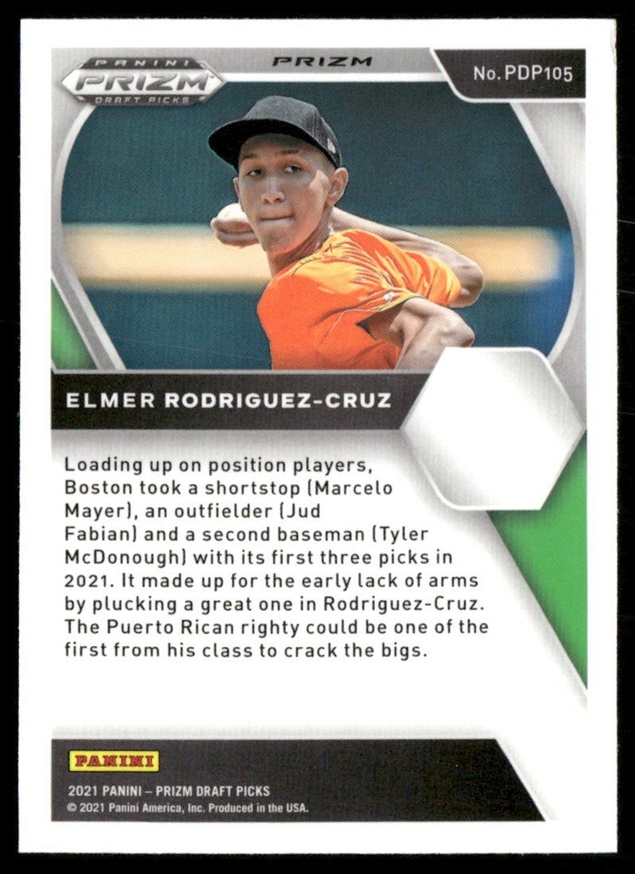 2021 Panini Prizm Draft Picks Elmer Rodriguez-Cruz Hyper Red & Purple ...