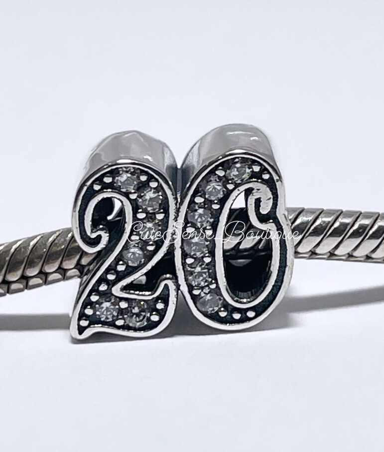 20th Number CELEBRATION Clear CZ Sterling Silver Charm NEW | eBay