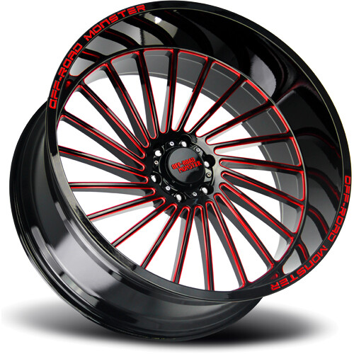 (Set of 4) Off-Road Monster M27 26x12 5x5" -44mm Black/Red Wheels Rims ...