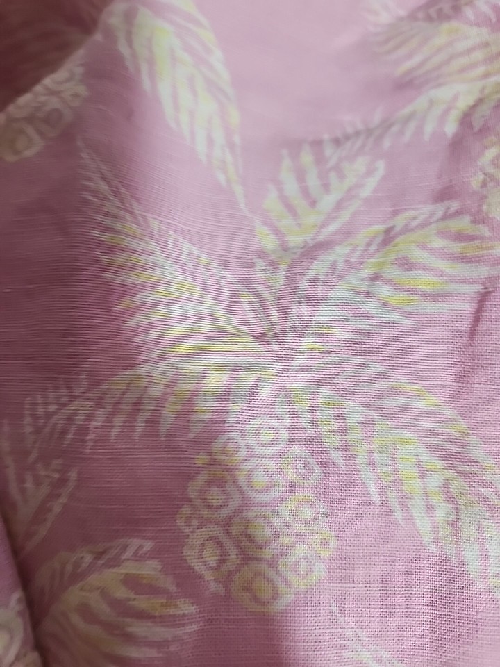 Tizzie Linen Pink Palm Tree Print On The Shoulder 3/4 Puff Sleeve Tunic ...