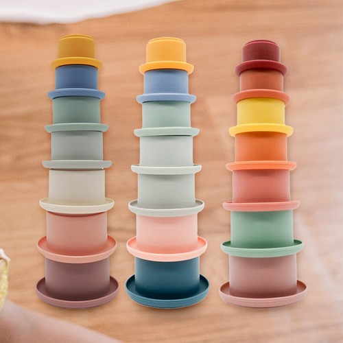 7pcs Stacking Cups Soft Bath Toy and Drain Holes for Kids Developmental ...