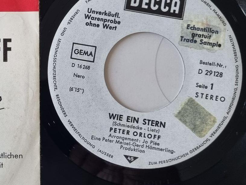 Peter Orloff - Wie ein Stern 7'' Vinyl Germany PROMO LONG & SHORT ...