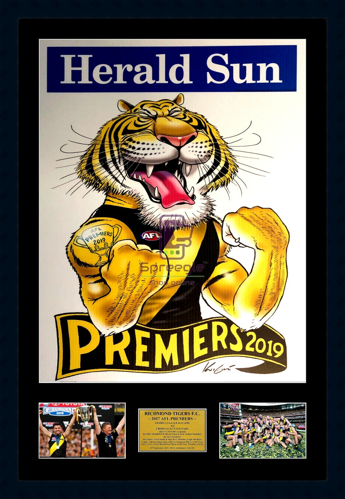 2019 Richmond Tigers Premiers Official Mark Knight Print Framed with ...