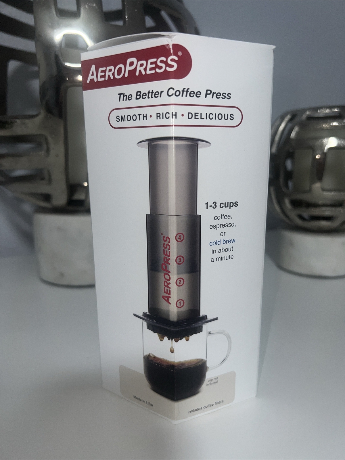 AeroPress Portable Travel Coffee Press Kit 1-3 Cups of Coffee NEW ...