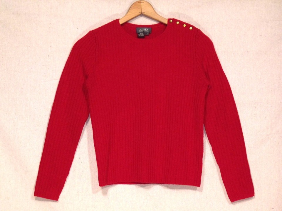 Lauren Ralph Lauren vintage red wool sweater / women's S / wonderful ...