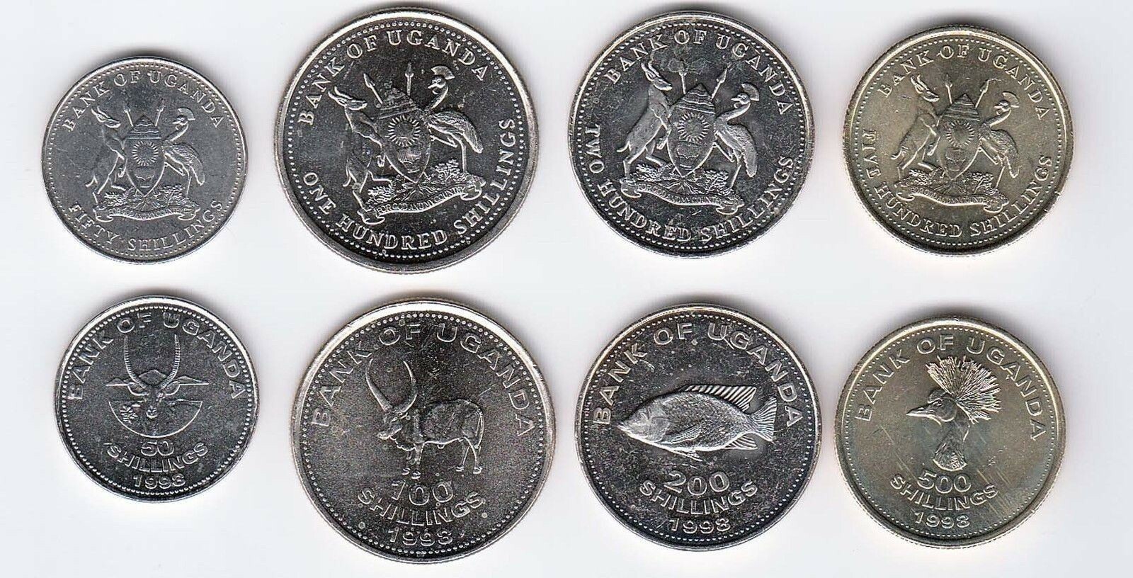 Uganda 4 PCS Coin Set: 50, 100, 200, 500 Shillings (1998) UNC | eBay