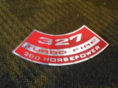 CHEVROLET 327 TURBO-FIRE TURBOFIRE 200HP AIR CLEANER TOP LID DECAL ...