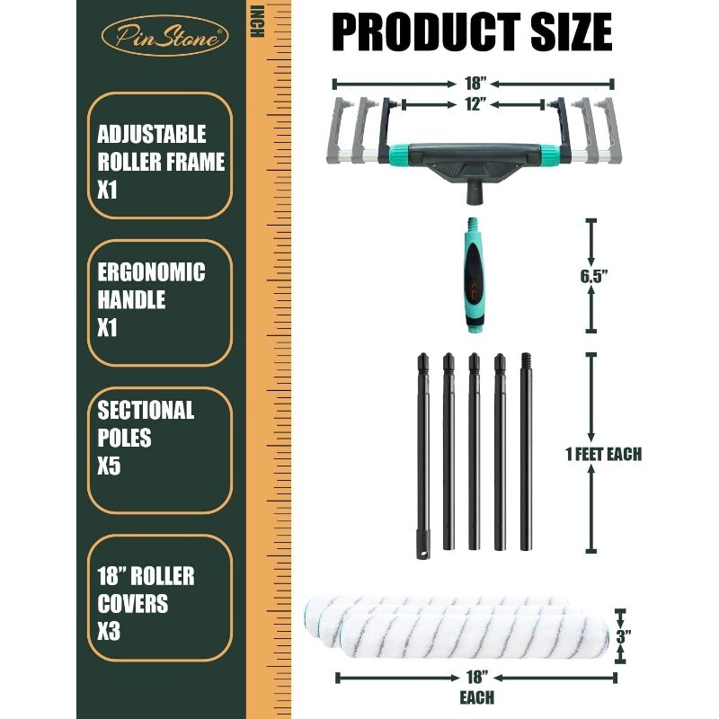 10pcs Large Paint Roller Kit, 12"-18" Adjustable Roller Frame | eBay