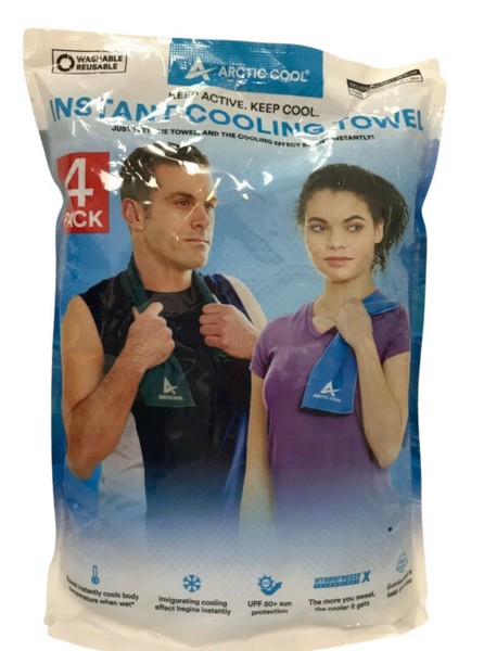 Arctic Cool Instant Cooling Towel, 27" x 15" - Blue (Pack of 4) for ...