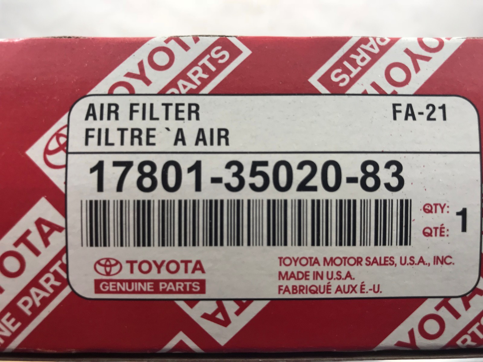 Toyota Genuine OEM 1989-2004 Factory Engine Air Filter Element 17801 ...