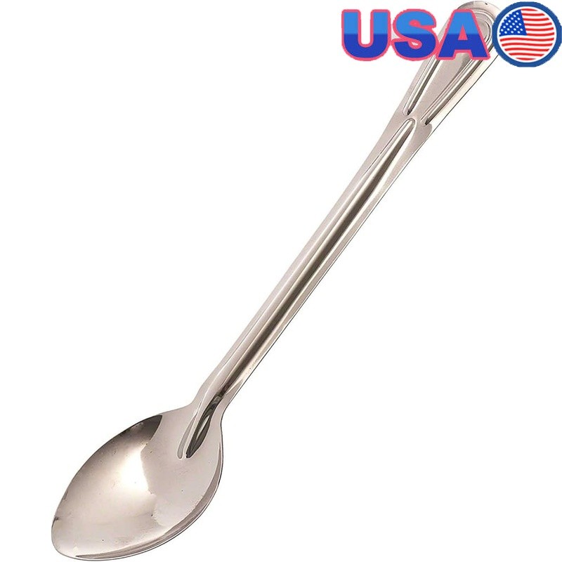 Heavy Duty Stainless Steel Serving Spoon 13 Inch Grooved Handle Solid ...