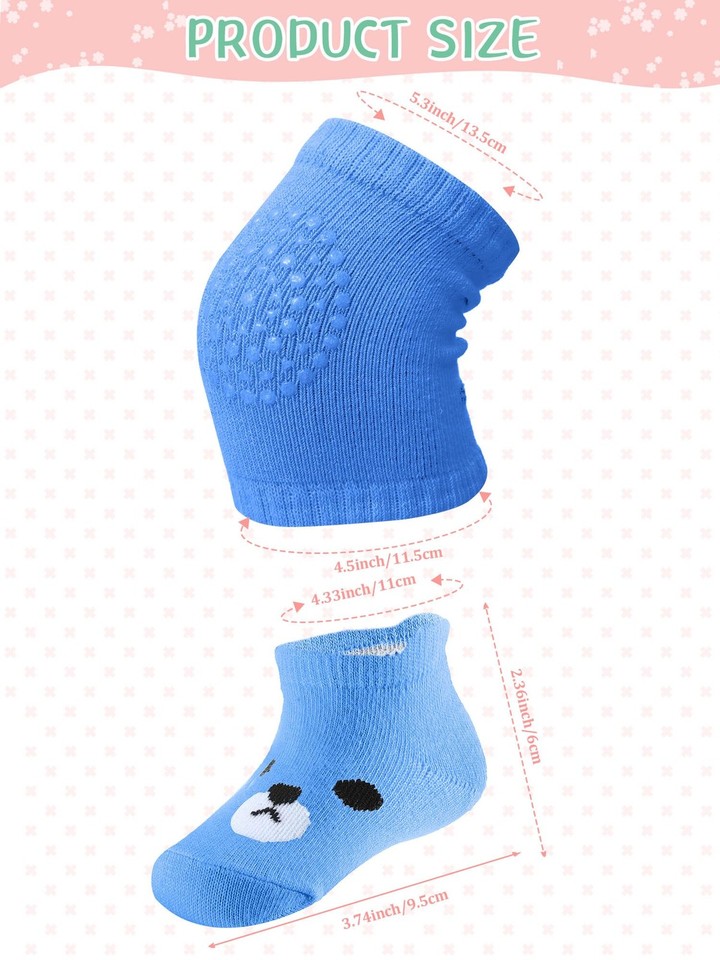 10 Pairs Baby Crawling Anti Slip Knee Pads and Anti Slip Baby Socks Set ...