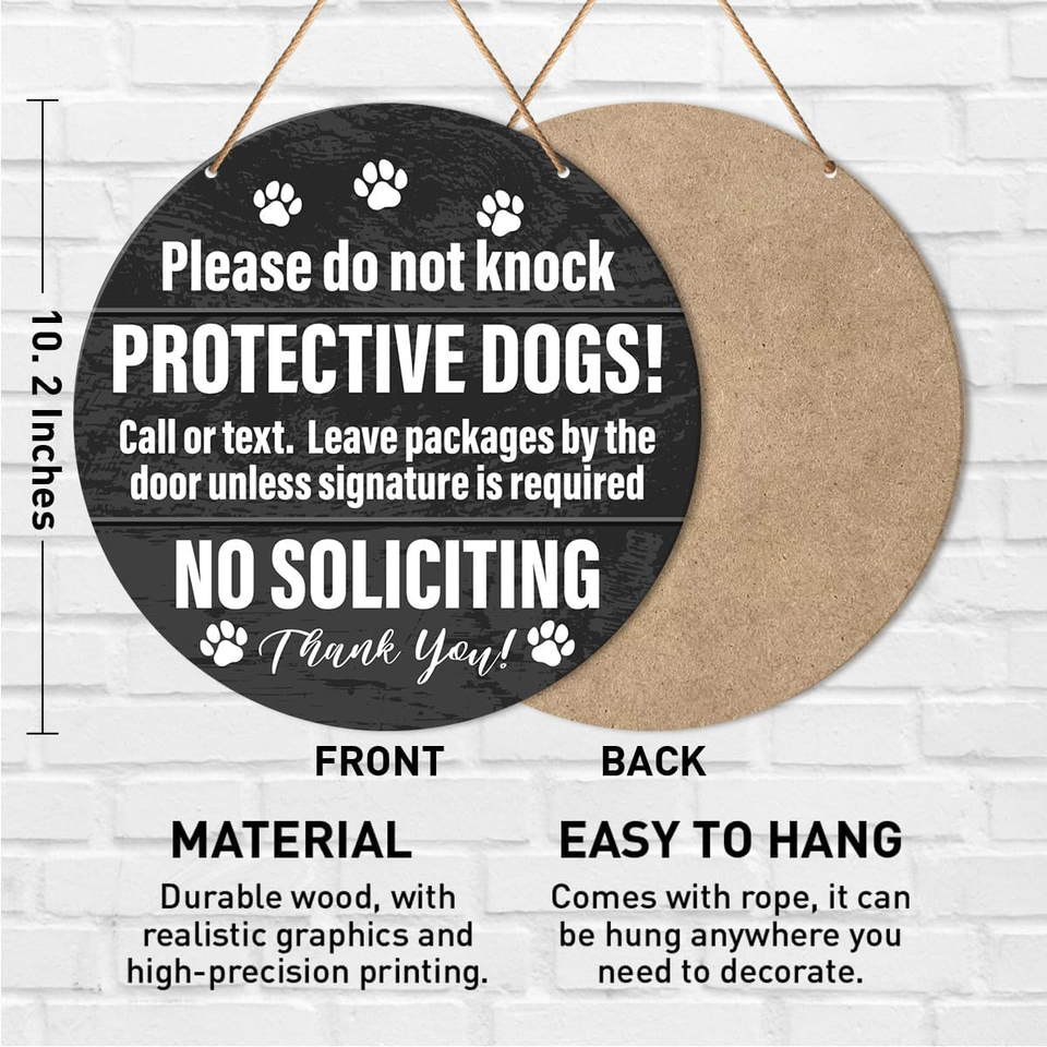 Do Not Ring Bell Sign, No Soliciting round Hanging Sign Decor, Wall ...