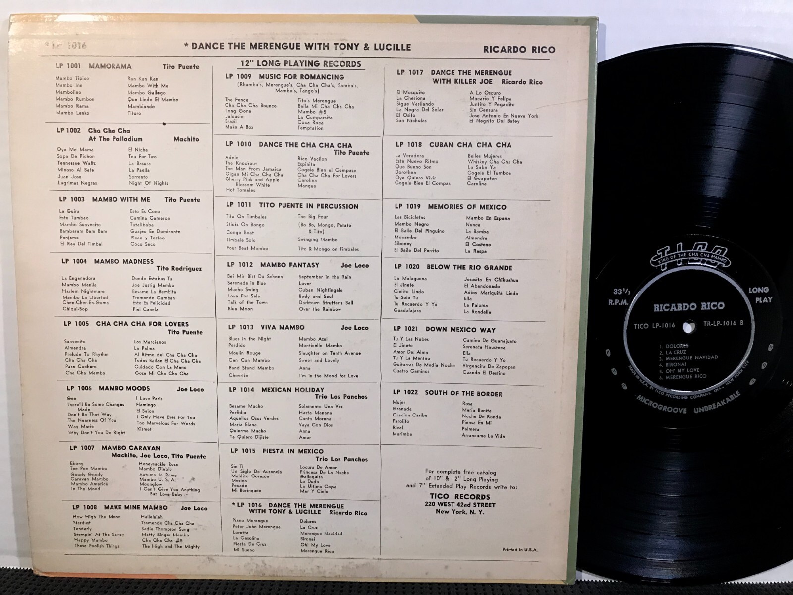 RICARDO RICO Dance The Merengue With Tony & Lucille LP TICO MONO 1956 ...
