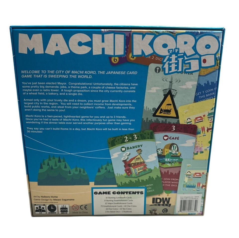 Machi Koro Card Game COMPLETE IDW Games 2014 City Building by Masao ...