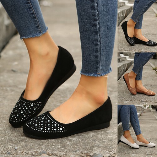 Women's Ballerina Walking Flats Shoes Dress Shoes Comfortable Slip on ...