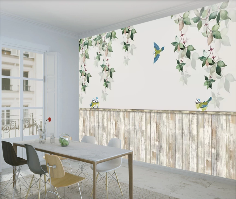 3D Green Leaves Bird 44323NA Wallpaper Wall Murals Removable Wallpaper ...