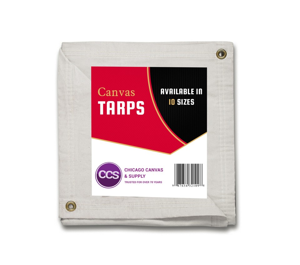 Chicago Canvas & Supply 16 oz Heavy Duty Canvas Tarp (8 feet x 12 feet ...