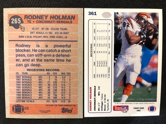 NFL - Rodney Holman 1991 Topps & 1991 Upper Deck Football - Bengals | eBay