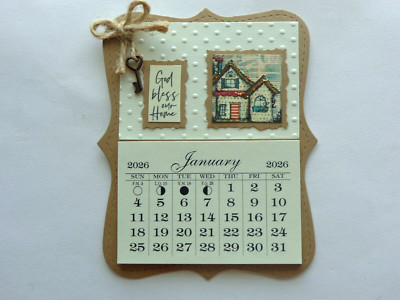 GOD BLESS OUR HOME HOUSE KEY 2026 MINI MAGNETIC CALENDAR MONTHLY TEAR ...
