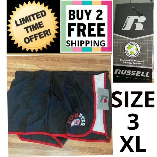 RUSSELL Short Utah Utes Logo Womens 3XL 22W-24W Black Stretch Waist ...