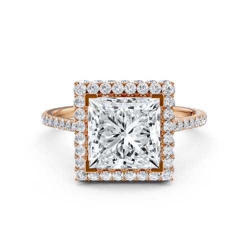 Affordable CVD Lab Created Princess Diamond Engagement Ring Rose Gold 3 ...