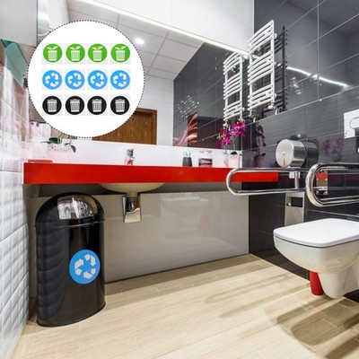 12 Pcs Self Adhesive Pvc Trash Can Recycling Stickers Label Decals ...