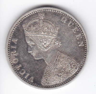 1876 British COLONIAL INDIA 1 Rupee Large SILVER Coin young VICTORIA ...