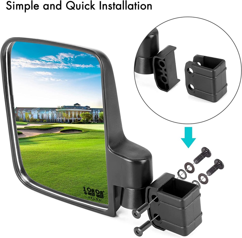 Golf Cart Side Mirrors No Drilling for Yamaha Club Car EZGO Rear View ...