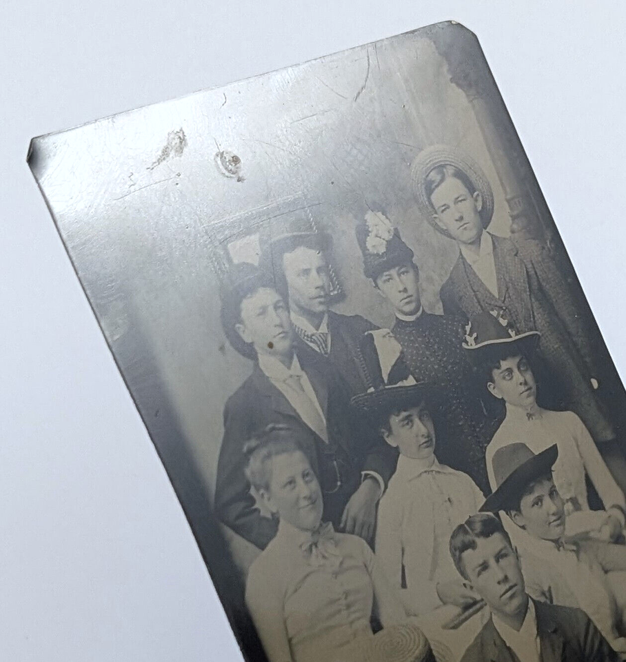 1/4 Plate Tintype Group Photo Men Women Victorian Fashion Troy PA 1884 ...
