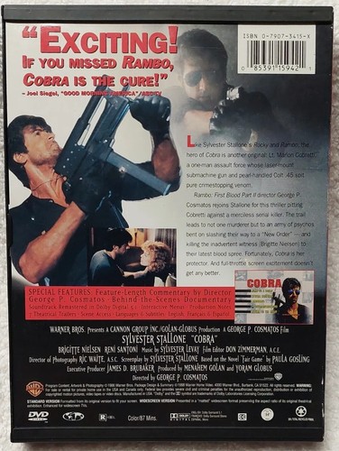 Cobra 1986 (1998 WarnerBros, DVD, R, George P. Cosmatos) Sylvester ...