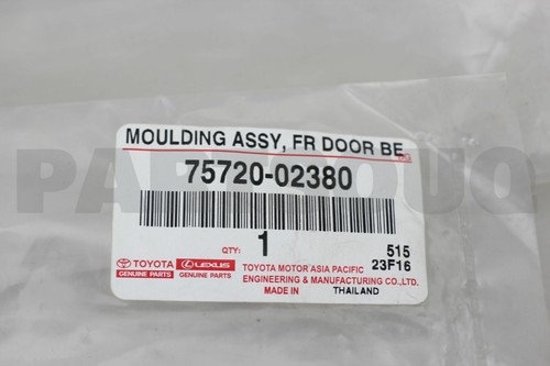 7572002380 Genuine Toyota MOULDING ASSY, FRONT DOOR BELT, LH 75720 ...