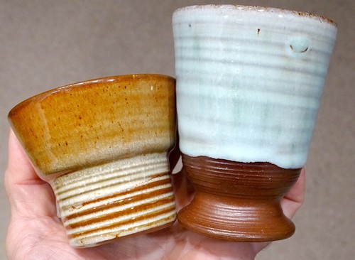2 Vintage MERRITT ISLAND POTTERS Florida Studio Art Pottery DRIP GLAZE ...