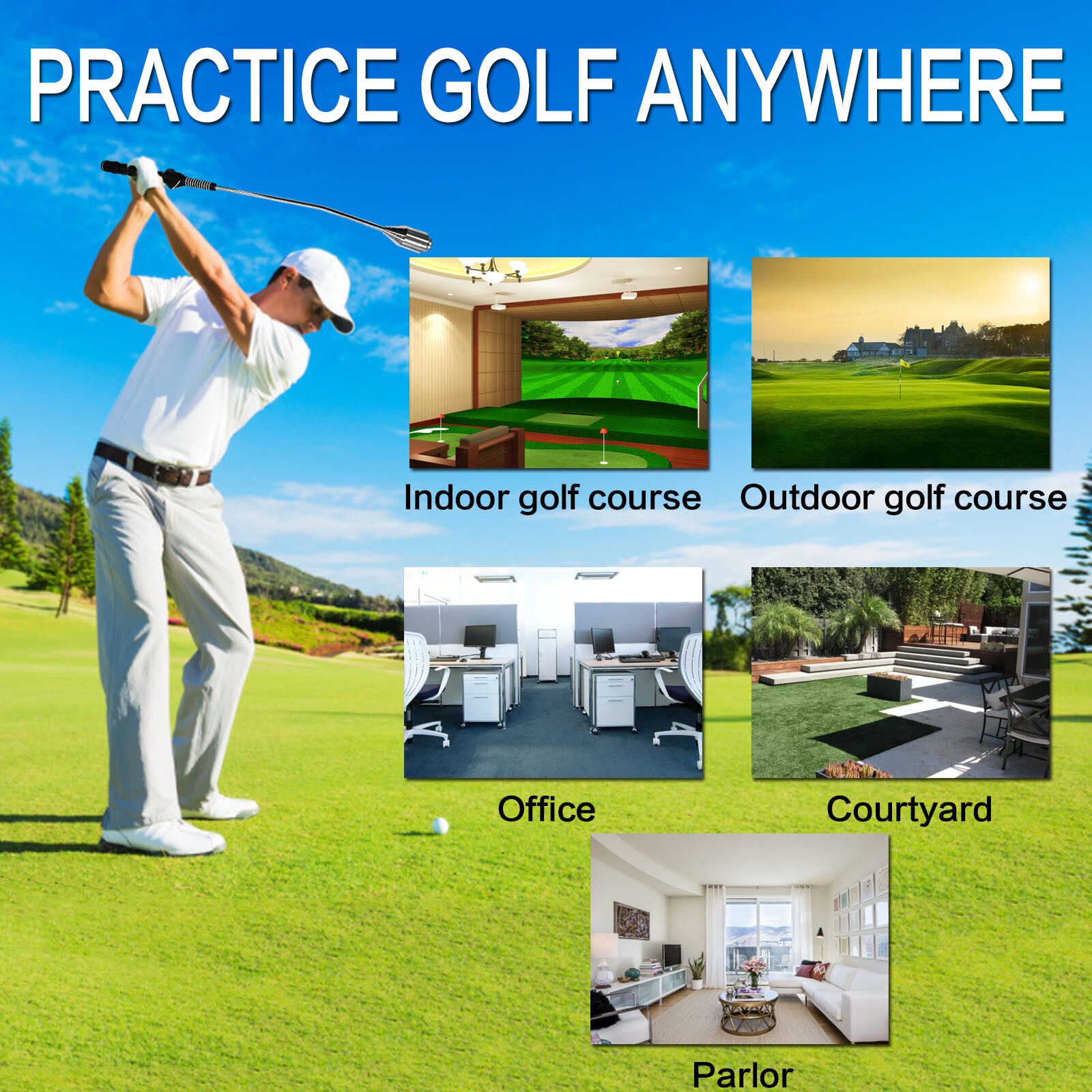 Weighted Golf Swing Trainer Aid - Increase Golf Club Swing Speed with ...