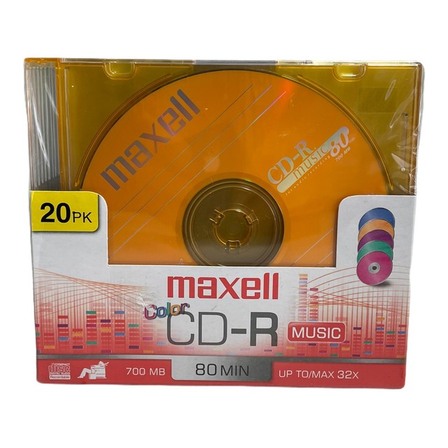 Maxell 20 PK Color Cd-r Music Blank 32x 80 Min 700 MB 5 Colors for sale ...