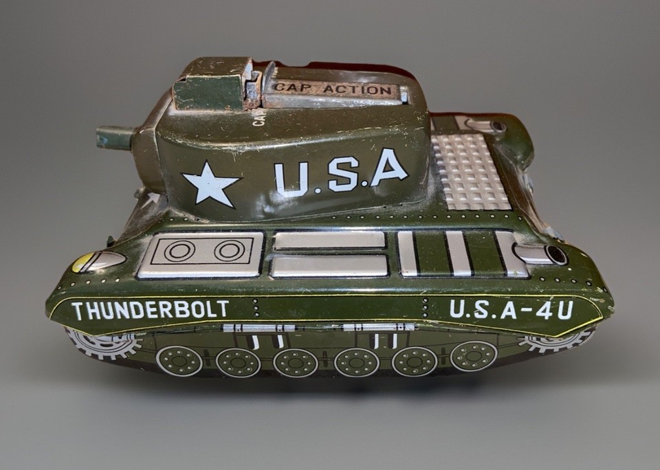 Vintage Frankonia Japan Tin Litho U.S. A-4U Thunderbolt Cap Action Army ...