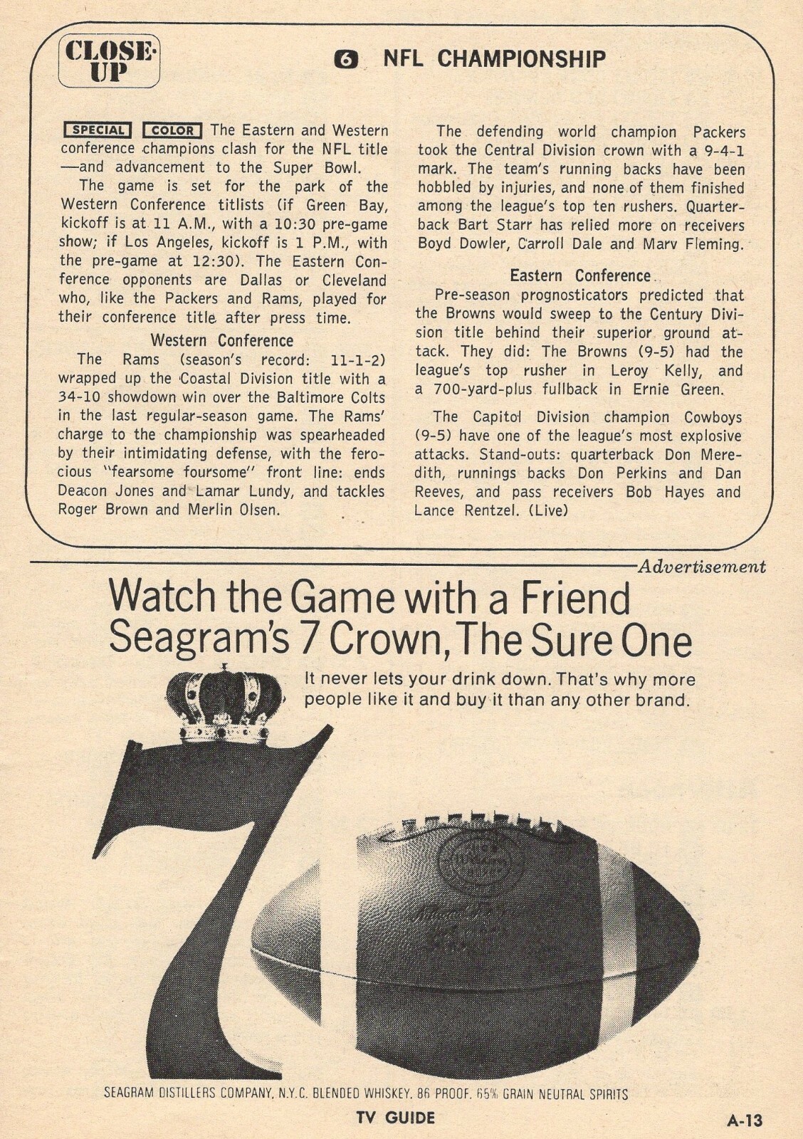 1968 NFL FOOTBALL TV AD'S~LA RAMS NFL CHAMPIONSHIP COASTAL DIVISION ...