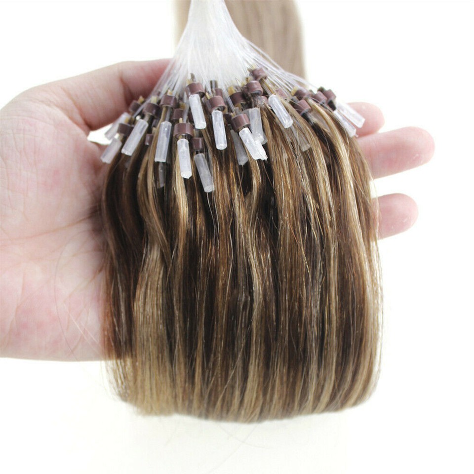Micro Ring Loop Tip Remy Human Hair Extensions Straight Micro Beads ...