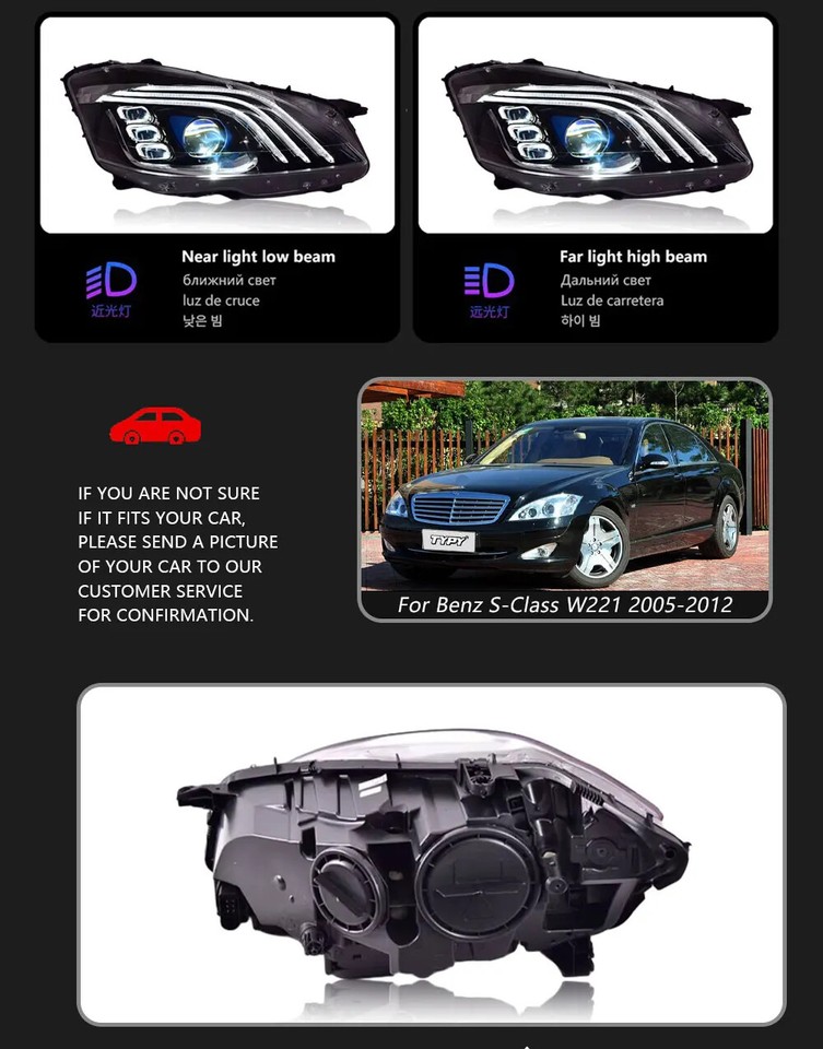 For Benz W221 2006-2013 S Class LED Headlight Assembly Upgrade Turn ...