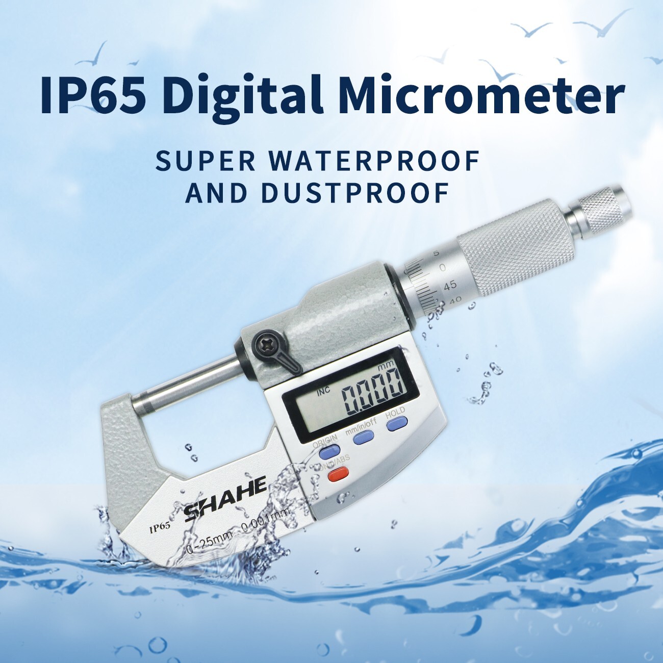 SHAHE IP65 Outside Micrometer Gauge 0.001mm Digital Micrometer 0-25mm ...