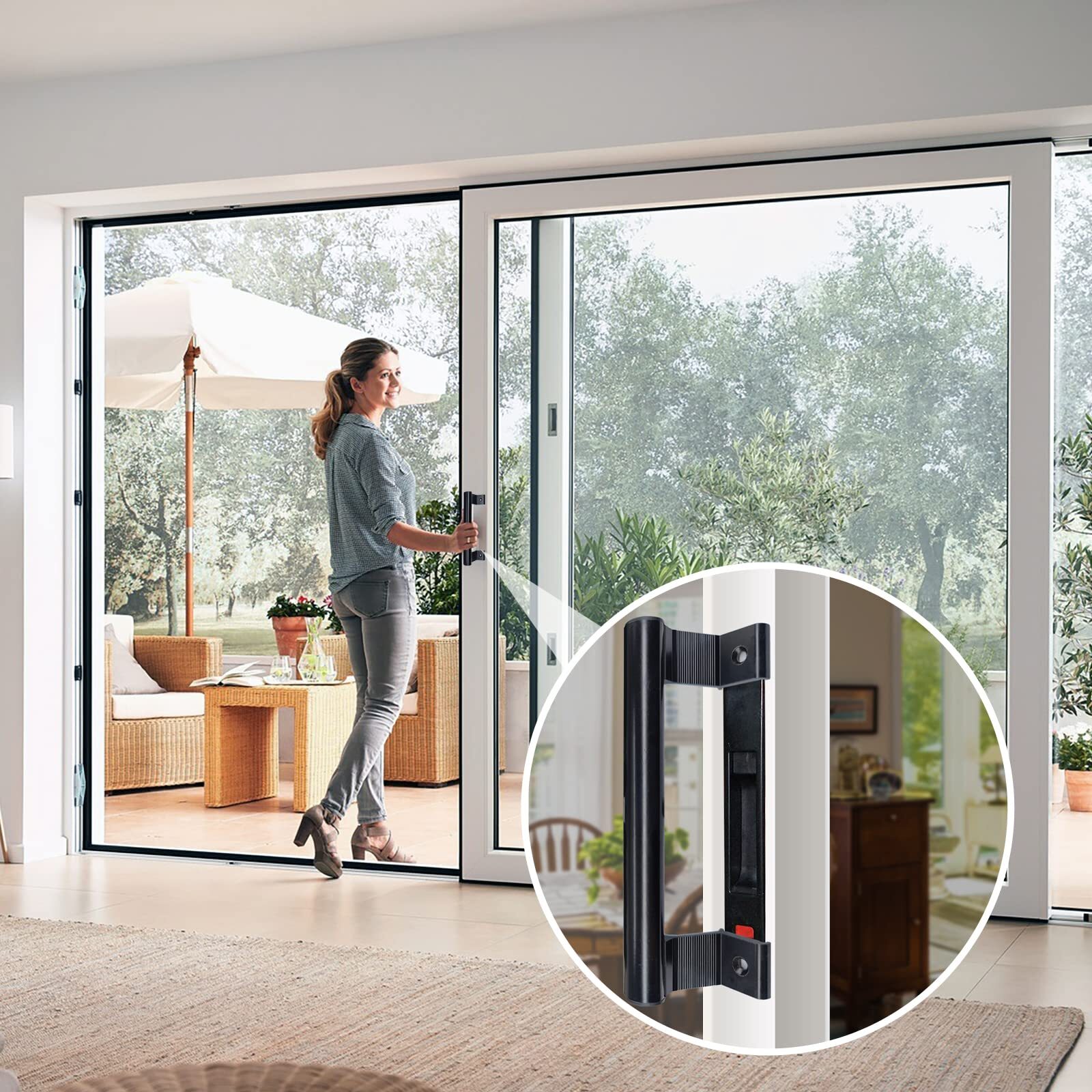 Young Dance Sliding Door Handle 8" Aluminum Sliding Glass Door Pull ...