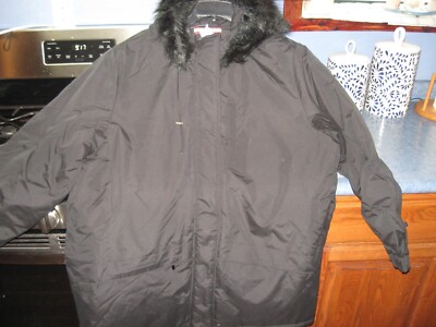 WOMENS COAT SIZE 3X JACKET PARKA INSULATED BLACK WITH HOOD PLUS SIZE 3X ...