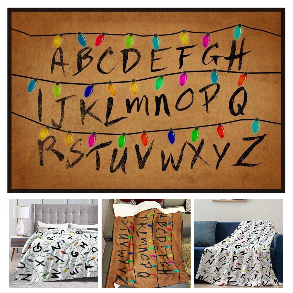 Daily Winter Warm Alphabet Pattern Throw Blanket Soft Flannel Portable ...