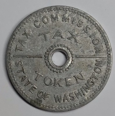 1935 State of Washington TAX TOKEN ~ "Tax On Purchases 10 Cents Or Less ...
