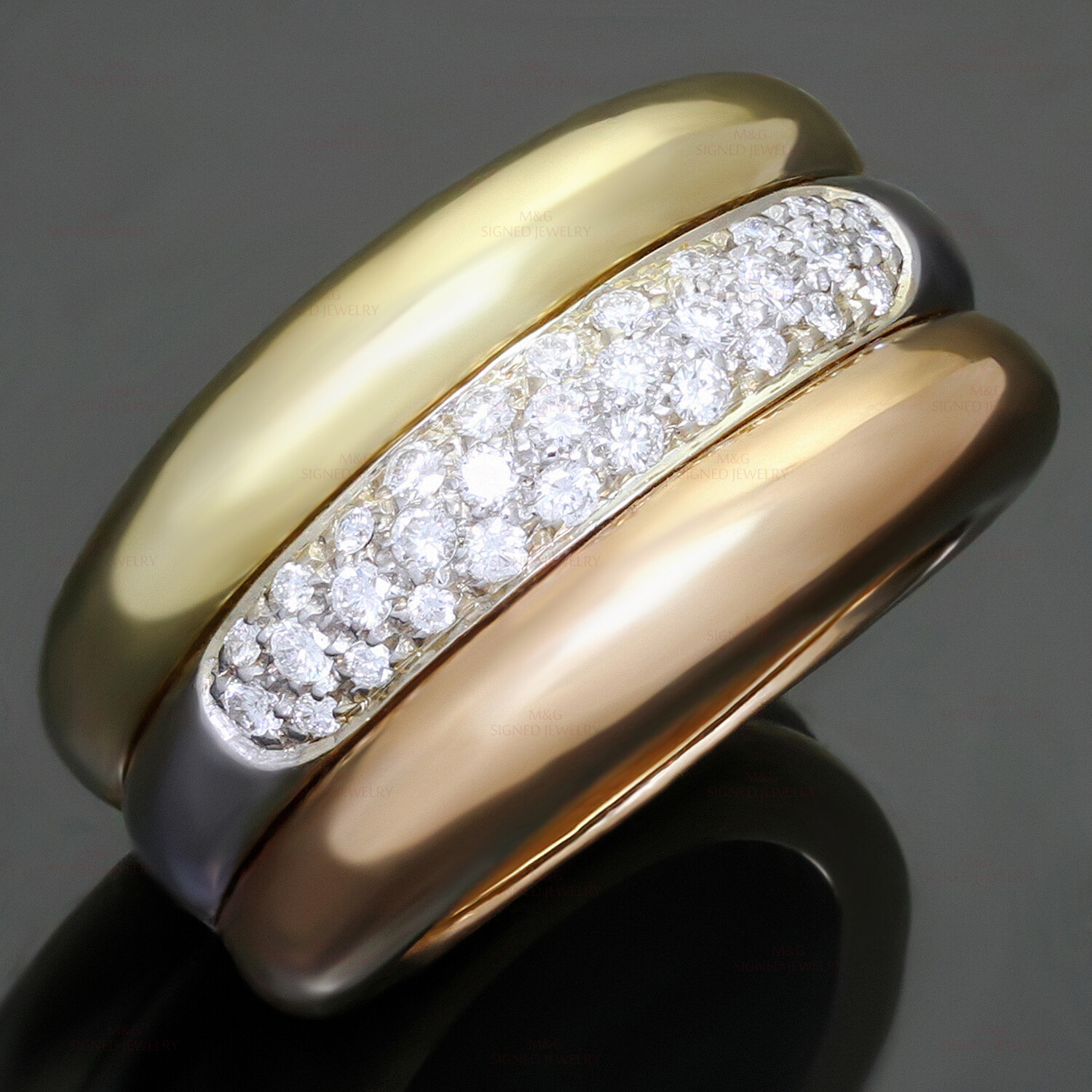 CARTIER Diamond 18k Tri-Color Gold Large Ring - Gem