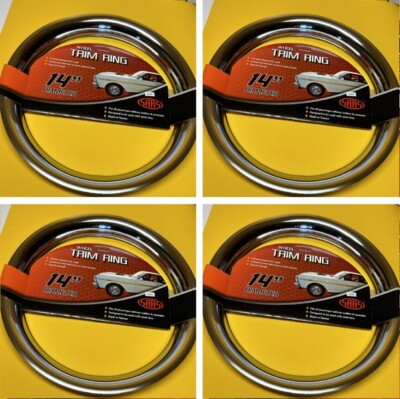 14" Chrome steel Wheel trim dress rings x 4 SAAS 9491 | eBay Australia