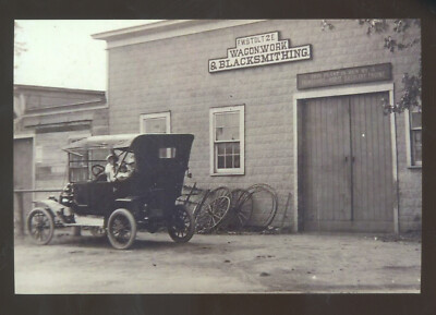 REAL PHOTO HANNA INDIANA BLACKSMITH SHOP OLD CAR POSTCARD COPY | eBay