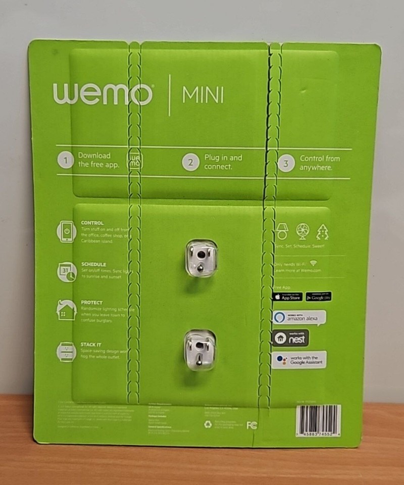 Wemo Mini Wi-Fi Smart Plug 2-pack Works w/Alexa Google Assistant Nest Sealed | eBay