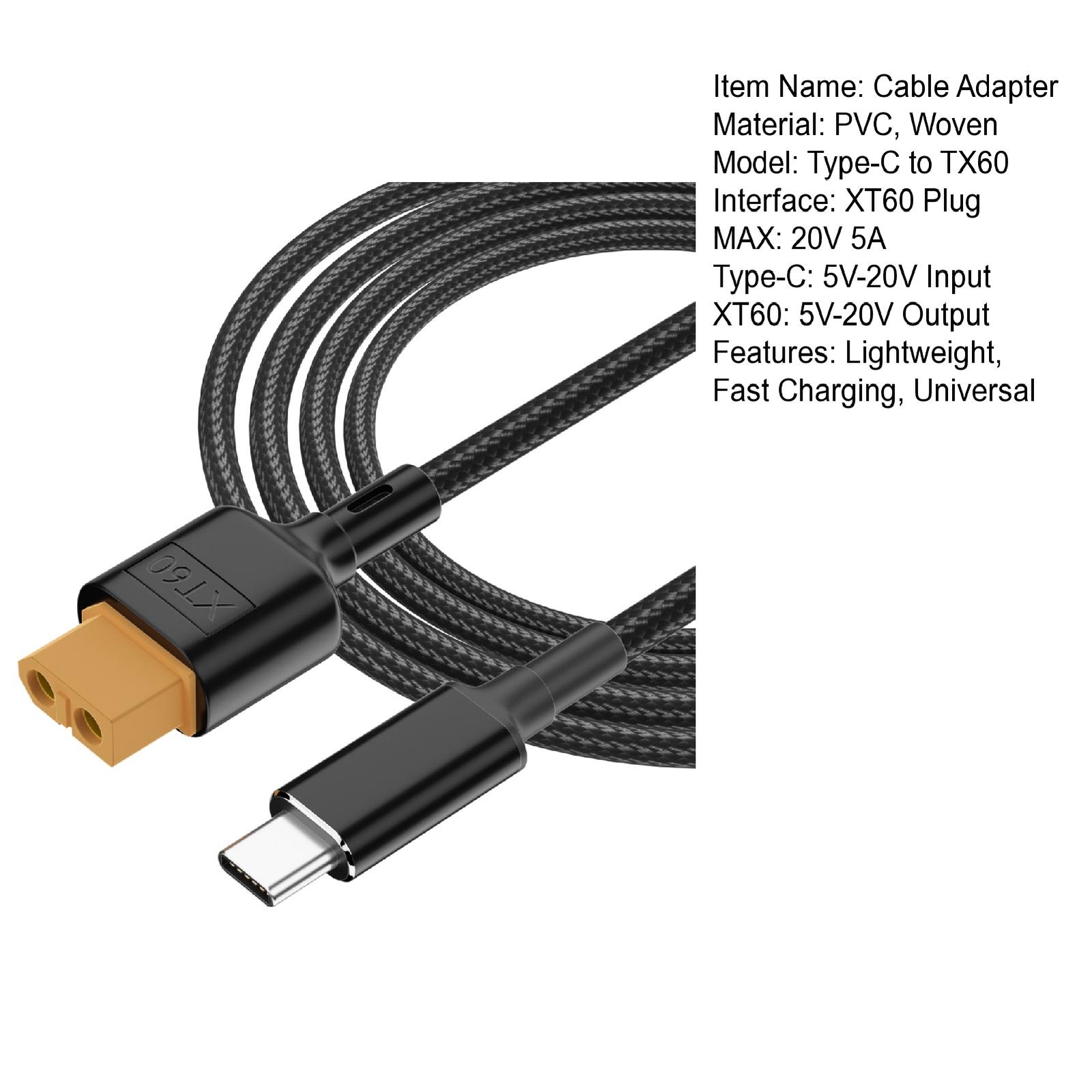 Wear-resistant Charging Cable Fast High-speed Type-c to Xt60 Adapter ...