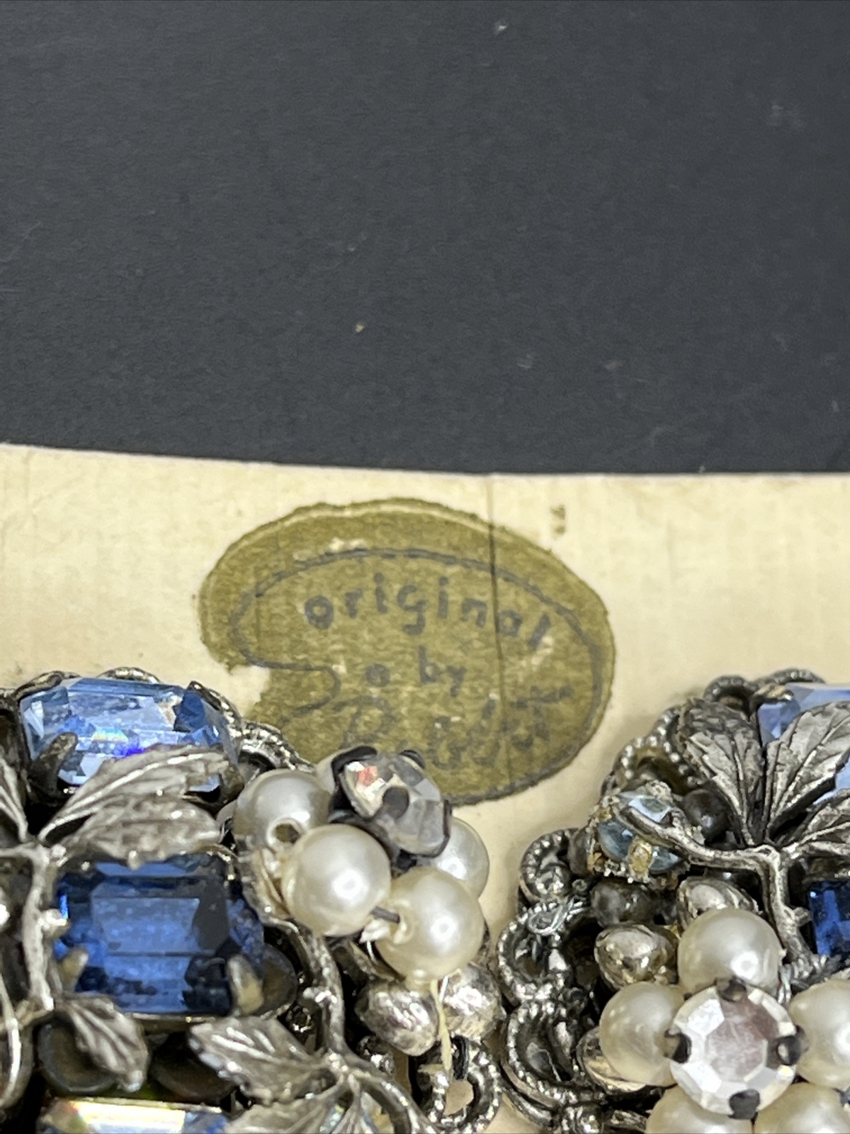 Vintage Signed ORIGINAL BY ROBERT Blue Rhinestone, Pe… - Gem